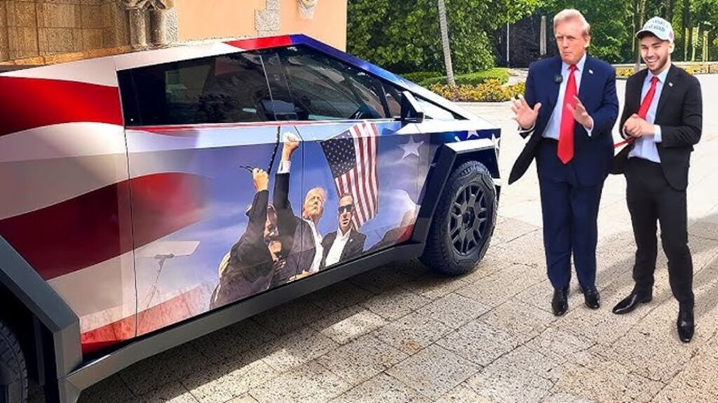 Streamer regala a Donald Trump una Cybertruck de Tesla “tuneada” con ...